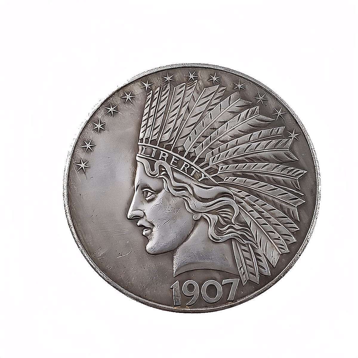 Antique Liberty Indian Head $10 Dollar Coin, Uncirculated Morgan Silver Dollar, Historical Shangui Ritual Coin, Rare Old Coins for Collectors & American Coin Collection (1907 2PCS)