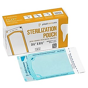 200 3.5 X 5.25 Self Sterilization Pouches for Dental Offices, Autoclave Sterilizer Bags Pouch for Dentist Tools, for Cleaning Tools, 200 Pouches Per Box, 1 Box of Paper Blue Film…