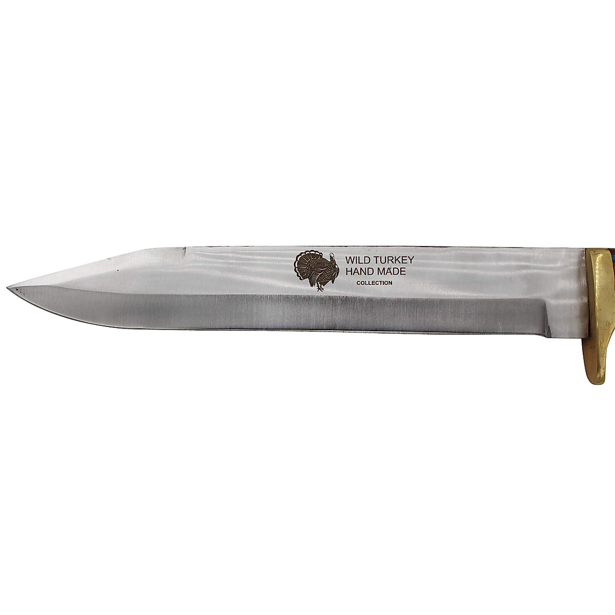 Wild Turkey Handmade Collection 17.25" Fixed Blade Hunting Knife w/Leather Sheath (COLORED WOOD)