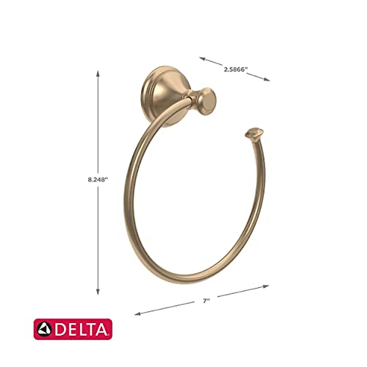 Delta Faucet 79746-CZ Cassidy Wall Mounted Towel Ring in Champagne Bronze, Bathroom Accessories