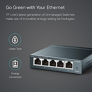 TP-Link 5 Port Gigabit Ethernet Network Switch | Ethernet Splitter | Sturdy Metal w/ Shielded Ports | Plug-and-Play | Traffic Optimization | Unmanaged (TL-SG105) (Renewed)