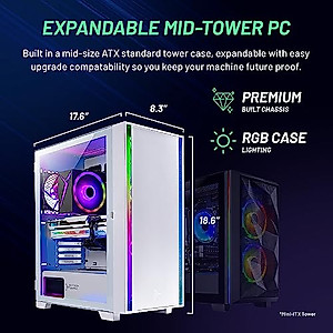 Skytech Gaming Shiva Gaming PC Desktop – Intel Core i5 12400F 2.5 GHz, NVIDIA RTX 4060, 1TB NVME SSD, 16GB DDR4 RAM 3200, 650W Gold PSU, 11AC Wi-Fi, Windows 11 Home 64-bit,White