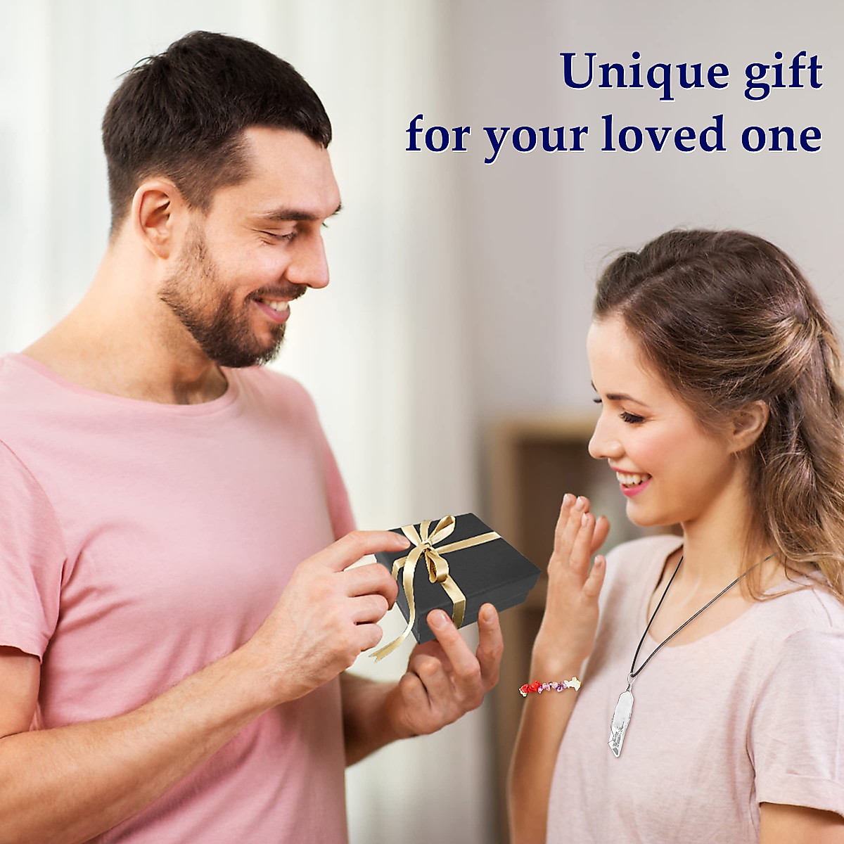 Chakra Crystals and Healing Stones Set, 9 Nature Tumbled Stone Necklace Bracelet Colorful Stone Gift Box,Rose Quartz Heart Polished Stone for Energy Reiki Balance and Anti-Anxiety+Guide…