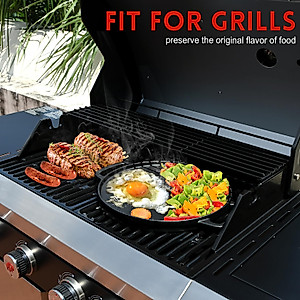 GGC Cast Iron Reversible Griddle, 12 inch Griddle Pan for Stove Tops, Gas Grills and Outdoor Cooking, Double-sided Griddle Plate with Baking Flat and Ribbed