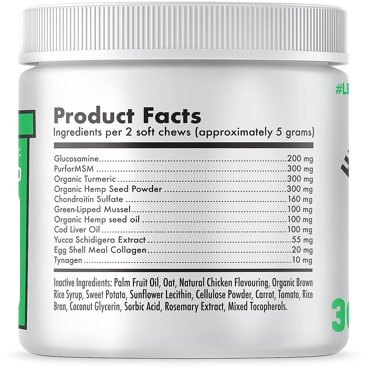 Hemp Hip & Joint Supplement for Dogs 30 Soft Chews and Liquid Glucosamine for Dogs Bacon Flavour with Chondroitin, MSM & Hyaluronic Acid 32 oz