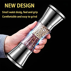 Salt and Pepper Grinder Set,2023 Newest 2 in 1 Salt and Pepper Shakers,Stainless Steel Shakers With Adjustable Coarse Mills,Pepper Shaker Spice Grinder Kitchen Chef Gift,Gift Ideal for Housewarming