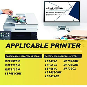 v4ink Compatible Toner Cartridge Replacement for Canon 046 046H CRG-046 Black Cyan Magenta Yellow Toner High Yield Set for Canon ImageClass mf733cdw mf731cdw mf735cdw lbp654cdw MF735Cdw Printer