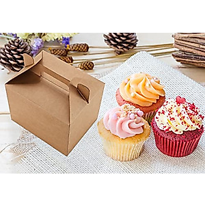 12 Pack Brown Treat Boxes, Kraft Paper Party Favor Boxes Gable Boxes Gift Boxes for Kids' Birthday Party, Wedding, Baby Shower, with Tag 7 x 5.5 x 5.5 Inches