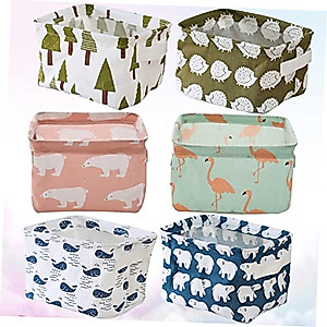 Holibanna 6pcs Cartoon Storage Basket Storage Baskets Hamper Storage Shelf Home Supplies Folding Storage Bins Storage Holder Cotton Linen Basket Storage Container Homegrown
