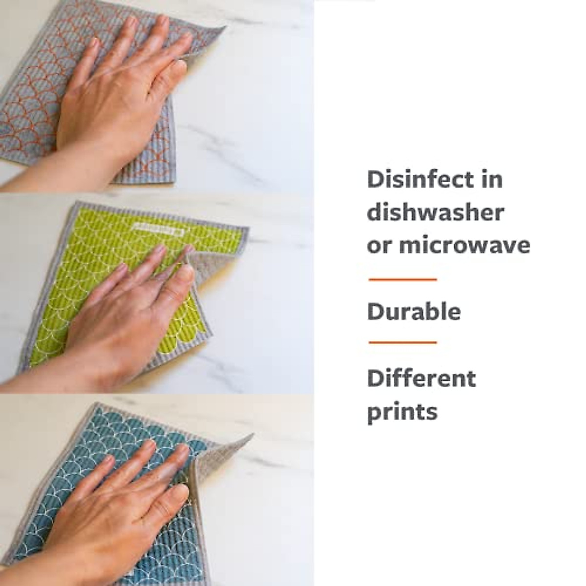 Full Circle Set of 3 Good Sheet Plant-Based Dishcloths – Super-Absorbent Reusable Dish Cloths - Multi-Use Washable Cleaning Cloths/Towels, Scales