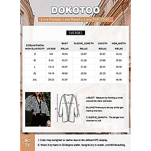 Dokotoo Womens Cardigan Sweaters Color Block V Neck Pearl Button Down Long Sleeve Plaid Cardigans Coats Casual Cable Knit Ribbed Fall Winter Ladies Loose Fit Jackets Outerwear Black XL