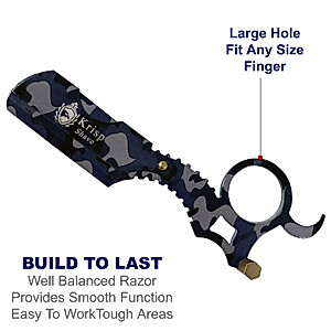 Krisp Beauty Professional Classic Straight Edge Barber Razor For Close Shaving - Salon Quality Men's Beard Cut Throat Finger Razor Shavette With 10 Shaving Blades