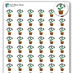 Plant Planner Stickers / 54 Fun Vinyl Stickers  (1/2”) / Water Plants Reminder Care Fertilize   / Essential Productivity Life Planner Stickers/Bulleting Journal/ToDo (Matte Vinyl, 1 Sheet)
