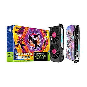ZOTAC Gaming GeForce RTX 4060 Ti 8GB Twin Edge OC Spider-Man: Across The Spider-Verse Inspired Graphics Card Bundle, ZT-D40610H-10SMP
