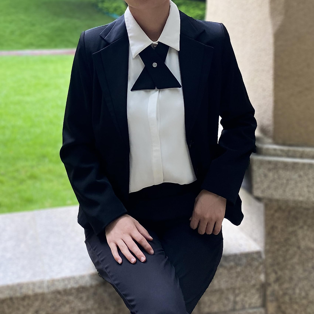 Women/Men Cross Bow Tie, Pre Tied Crossover Necktie For Janpanese School Girl JK & JC Uniform or Cosplay W-B-T2 (Black)