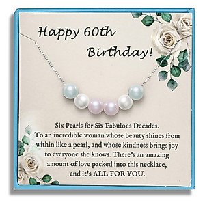 Sereney 60th Birthday Gifts for Women S925 Sterling Silver Pearl Necklace with Six Pearls as 60th Birthday Gift Ideas, Adjustable Length Birthday Gifts for 60 Year Old Woman Trendy 2025