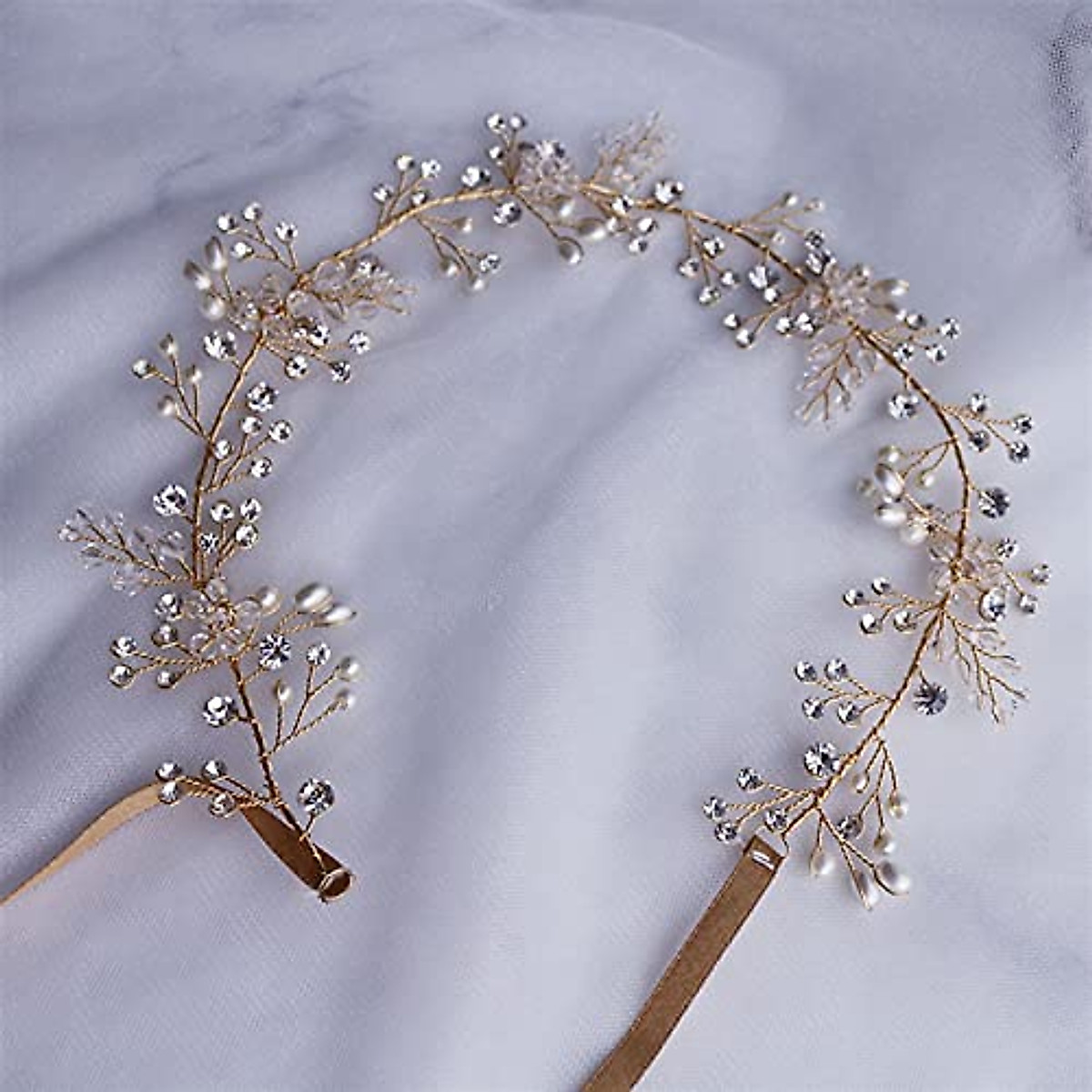 Gold Color Bridal Headband Hair Leaf Floral Wedding Handmade Fashion Women Headpiece (Metal Color : O4223) (Size : O045)