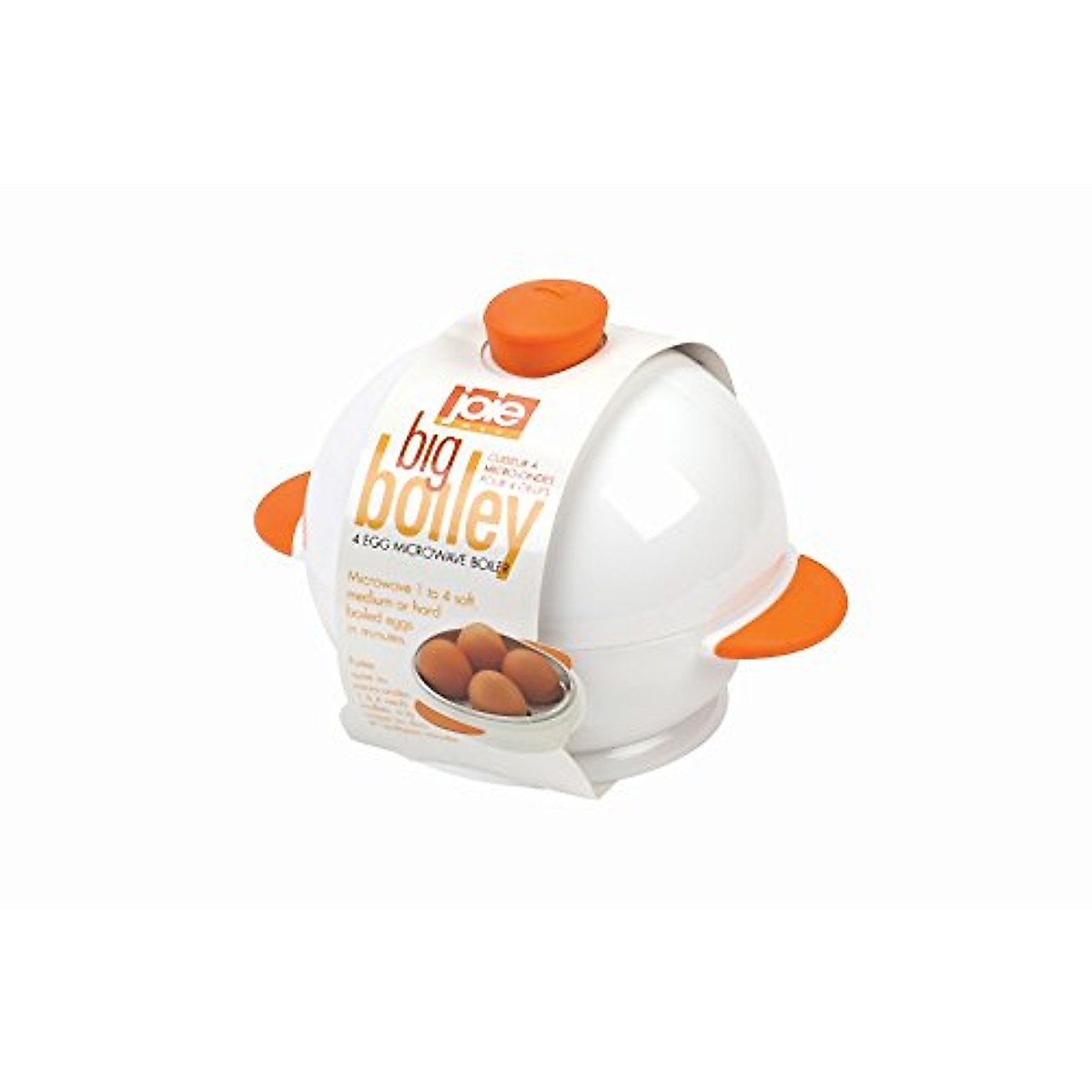 MSC International 4 Boiler Joie Big Boiley Microwave Egg Cooker, A, White with Orange Handles