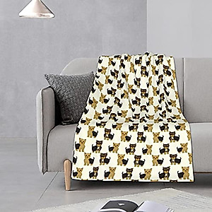 Yorkshire Terrier Cute Yorkie Dog Pet Fleece Blanket - All Season 300GSM Lightweight Plush Fuzzy Cozy Soft Flannel Throw Blanket for Bed Sofa Couch Travel Camping 30x50 inches