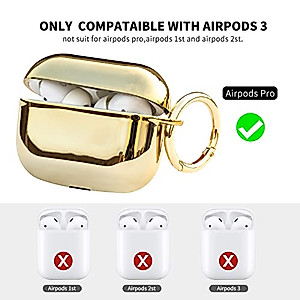 AirPods Pro Case Cover with Keychain， Mirror Plating Silicone Skin Accessories for Women Men with Apple 2019 Latest AirPods Pro Case (Gold)