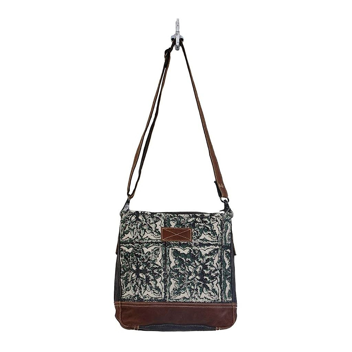 Myra Bag Labyrinthian Small & Crossbody Bag Upcycled Cotton & Leather S-2869