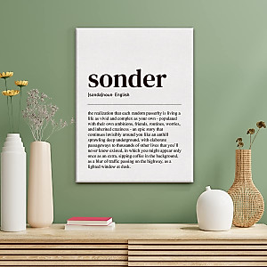 Sonder Definition Canvas Wall Art Poster Print Gift, Minimalist Sonder Meaning Painting Ready to Hang Home Decor (11.5" x 15")