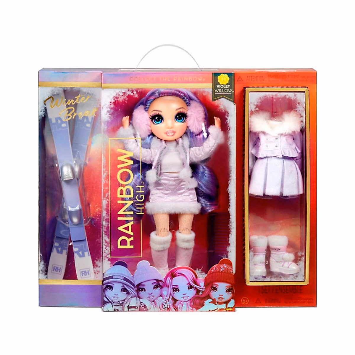 Rainbow High Winter Break Violet Willow - Purple Fashion Doll with 2 Outfits, Snow Gear and Display Stand - Gift and Collectable for Kids Ages 6+, Multicolor, 3.2 x 14 x 12 inches