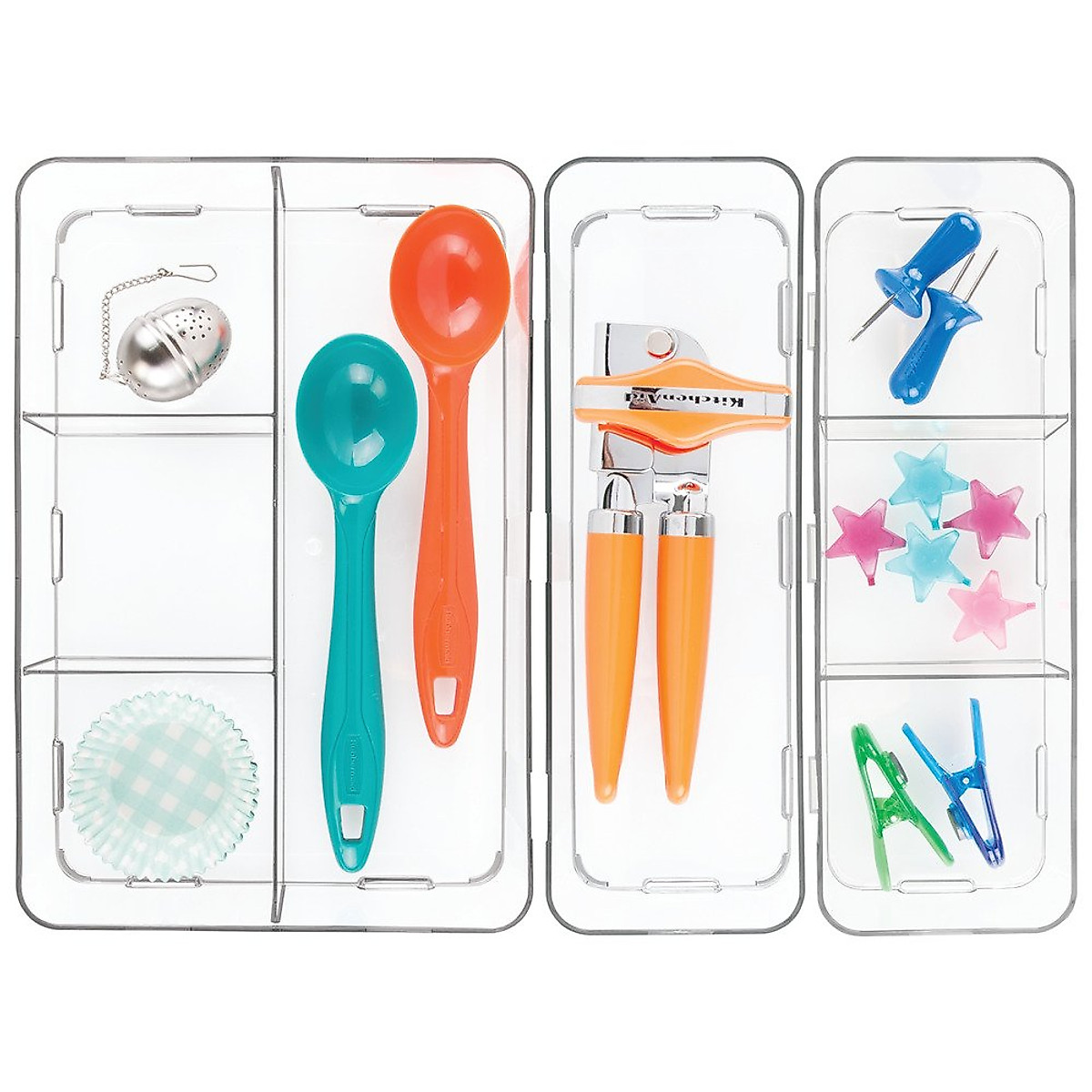 iDesign Clarity Bathroom Interlocking Drawer Organizer for Cosmetics, Beauty Products, Hair Accessories - Extra Large, Clear 12-inch x 4-inch x 3-inch