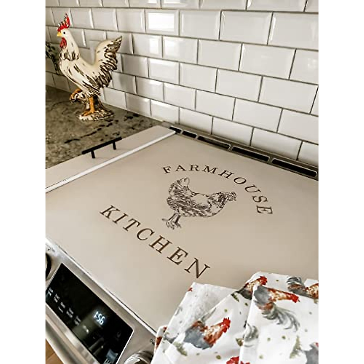 Josephine Thomas Home Noodle Board Distressed Ivory Farmhouse Kitchen - Stove Cover