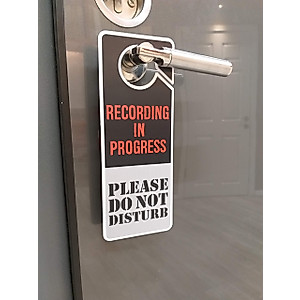 CLEVER SIGNS Recording in Progress - Please Do Not Disturb Sign, Door Knob Hanger 2 Pack, Double Sided, Ideal for Using in Any Room.