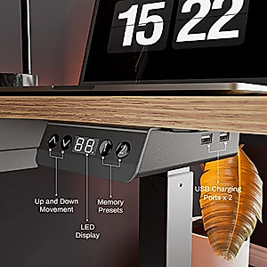 EUREKA ERGONOMIC L Shaped Standing Desk with Keyboard Tray, 61" Electric Height Adjustable Gaming Computer Desk with Monitor Stand & LED Strips, Dual Motor Sit Stand Up Corner Desk, Right/Rustic Brown