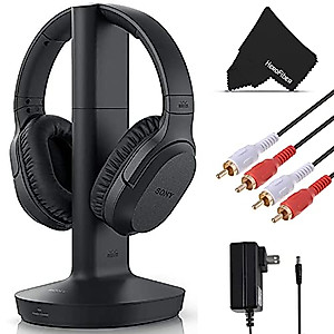 Sony Wireless Headphones for TV Watching, Home Theater Headphones, (WHRF400R) with Transmitter Dock (TMRRF400) Includes: AC Adapter, Sony Rechargeable Battery, Stereo Mini Plug Cable