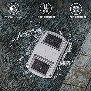 12 Pack Metal Solar Powered Waterproof Driveway Lights,Solar Dock Lights,Solar Driveway Lights ,Solar Deck Lights Outdoor Solar Dock lights Marine For Step Sidewalk Pathway Garden Yard(Warm Light)