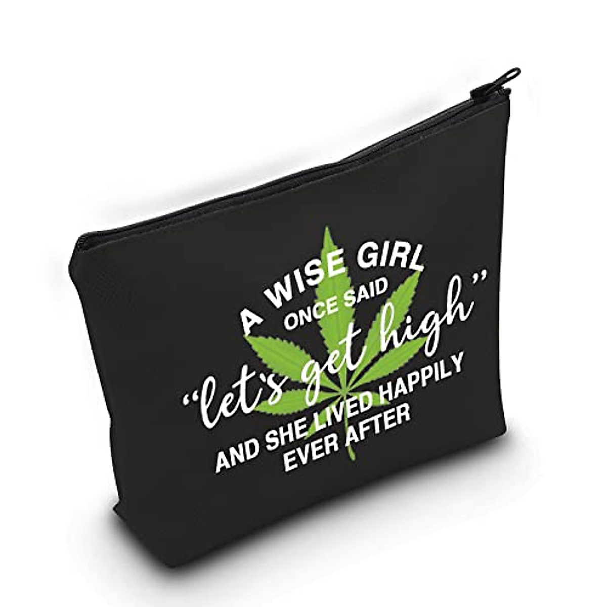 ZJXHPO Funny Marijuana Weed Leaf Makeup Cosmetic Bag Let's Get High Makeup Bag Weed Gift 420 Gift (BL Let's get high)