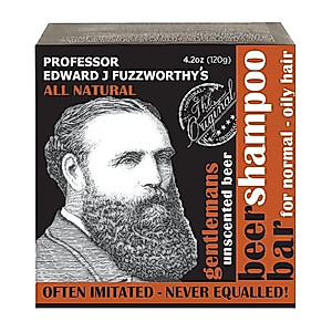 Professor Fuzzworthy's Gentlemans Beer Shampoo Bar for Men | Normal, Dry, Oily Hair | Unscented with All Natural Conditioning Oils From Tasmania Australia
