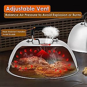 Leonyo 12 Inch Melting Dome & Burger Press, Round Basting Cover with Adjustable Vent, 5.5" Square Smash Bacon Griddle Press, Stainless Steel Flat Top Grill Accessories for Outdoor Kitchen BBQ Camping
