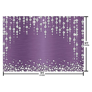Sendy 7x5ft Purple Diamonds Curtain Backdrop for Photography Birthday Party Decorations Wedding Bridal Shower Engagement Ceremony Banner Glitter Diamonds Background Photo Booth Studio Props Vinyl