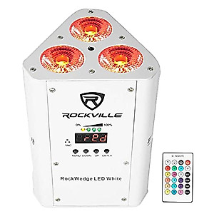 Rockville RGBWA+UV Rechargeable Wireless Wash DJ Up-Light in White (RockWedge LED