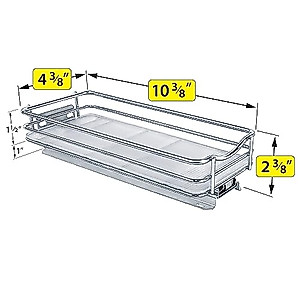 LYNK PROFESSIONAL® Pull Out Spice Rack Organizer for Cabinet - Lifetime Limited Warranty - Slide Out Rack - 4-1/4 inch Wide Sliding Spice Organizer Shelf - Chrome
