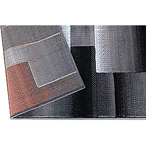 Modern Geometric Abstract Boxes Squares Orange Grey Black Carpet Bedroom Living Room Contemporary Dining Accent (5’ 3” X 7’ 5”)