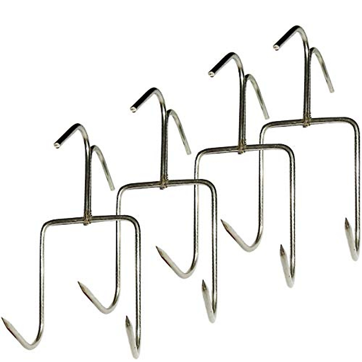 TIHOOD 4Pack Smoker Hooks, Stainless Steel Bacon Hanger, Roast Duck Hooks,Meat Hooks for Smoking, Hanging Bacon Hams Meat Processing BBQ Grill
