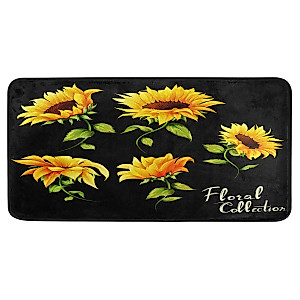 Kitchen Rugs Sunflower Design Non-Slip Soft Kitchen Mats Bath Rug Runner Doormats Carpet for Home Decor, 39" X 20"