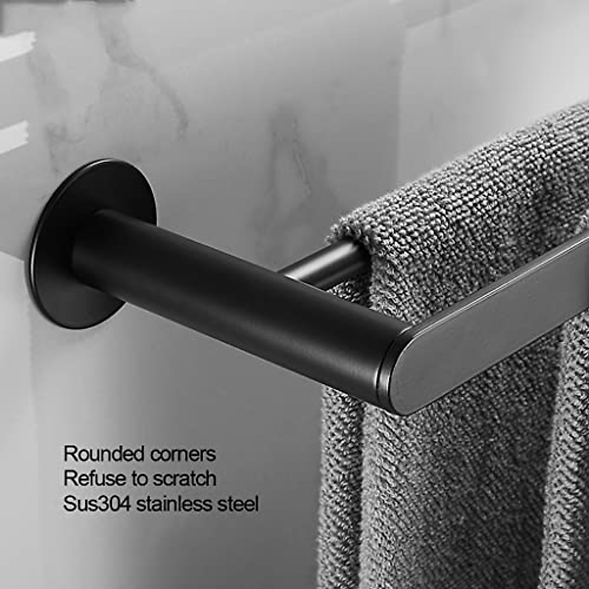 Bath Towel Bar Black 304 Stainless Steel Towel Rack, Towel Bar, Double-bar Toilet Bathroom Nordic Light Luxury Towel Rail Towel Holder (Color : Black 33cm)
