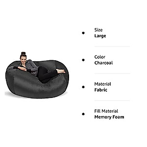 Sofa Sack - Plush Bean Bag Sofas with Super Soft Microsuede Cover - XL Memory Foam Stuffed Lounger Chairs For Kids, Adults, Couples - Jumbo Bean Bag Chair Furniture - Charcoal 6'