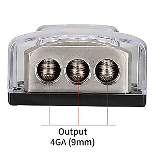 uxcell 3 Way Power Distribution Block 0 Gauge in 4 Gauge Out Power Ground Distributor for Splitter