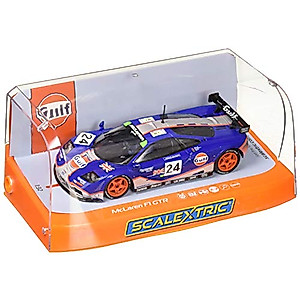 Scalextric McLaren F1 GTR Gulf Edition Le Mans 1995 1:32 Slot Race Car C3969, Blue/White & Orange