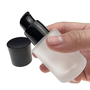 vipolish 2 Pcs 30ML 1OZ Upscale Empty Refillable Frosted Glass Pump Bottle Liquid Foundation Container Dispenser Storage Vial Lotion Essence Emulsion Sample Case for Travel