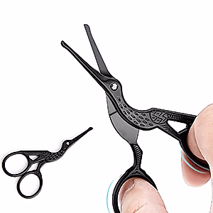 Nose Hair Scissors, arc Safety Design with Round tip, Facial Hair Small Grooming Scissors for Men Women - Eyebrow, Nose Hair, Mustache, Beard, Eyelashes, Ear Trimming Kit (Black, 1 Piece)