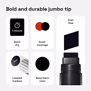 ARTISTRO Graffiti Markers, 5 Jumbo Black Markers, 15mm Jumbo Felt Tip, Acrylic Paint Markers for Rock Painting, Stone, Ceramic, Glass, Wood, Canvas