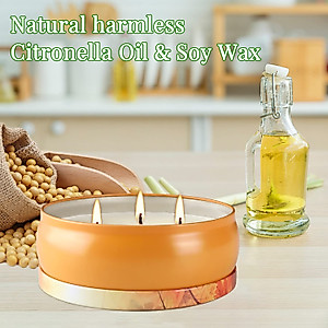 Outdoor & Indoor Citronella Candles,Summer Candle Gift,3-Wick Natural Soy Wax Candle,for Porch Patio Garden Balcony,4 x 12 oz